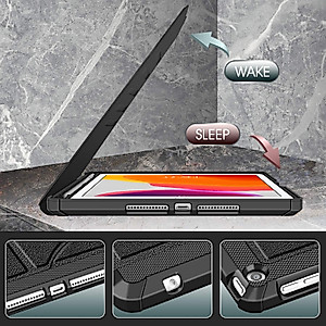 Fintie Magnetic Stand Case for iPad 9th / 8th / 7th Generation (2021/2020/2019) 10.2 Inch, [Multiple Secure Angles] Shockproof Rugged Soft TPU Back Cover, Auto Sleep Wake, Black