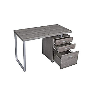 Coaster Home Furnishings Brennan Modern 3 Drawer Home Office Writing Computer Desk Silver Metal Frame Weathered Gray