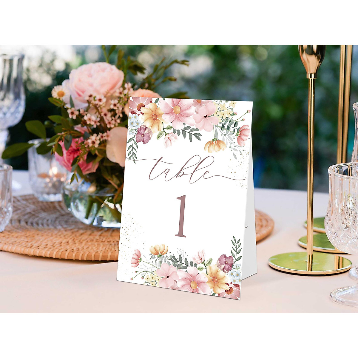 Wedding Table Numbers 1-20, Flower Wedding Decor, 4x6 Standing Sign Self-Standing Table Numbers for Bridal Showers, Baby Showers, Special Event, Reception & Decorations