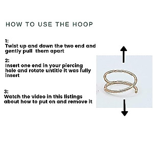 14k Gold Filled 20G Double Hoop Nose Ring for Single Piercing, 20 Gauge Small Thin 8mm Spiral Nose Jewelry for Women Men