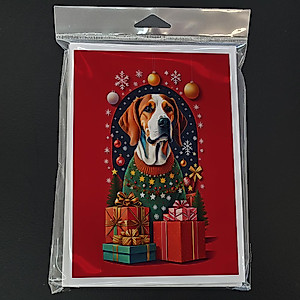 Caroline's Treasures DAC3026GCA7P American Foxhound Dog Holiday Christmas Greeting Cards Pack of 8 Blank Cards with Envelopes Whimsical A7 Size 5x7 Blank Note Cards