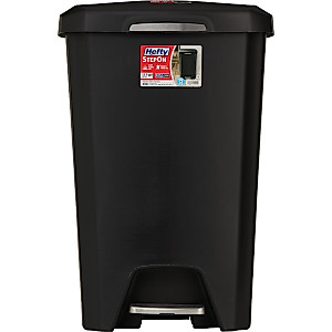 Hefty 13-Gallon Step-On Trash Can, Black Rugged And Durable (1) (1)