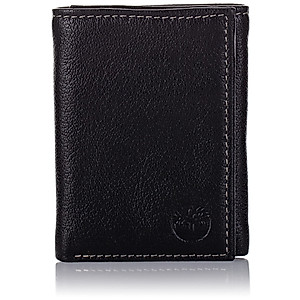 Timberland mens Genuine Leather Rfid Blocking Trifold Wallet, Black, One Size