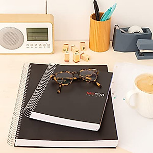 Miquelrius Medium A5 8-Subject Spiral Notebook, Graph Pages, Black (6.5" x 8")