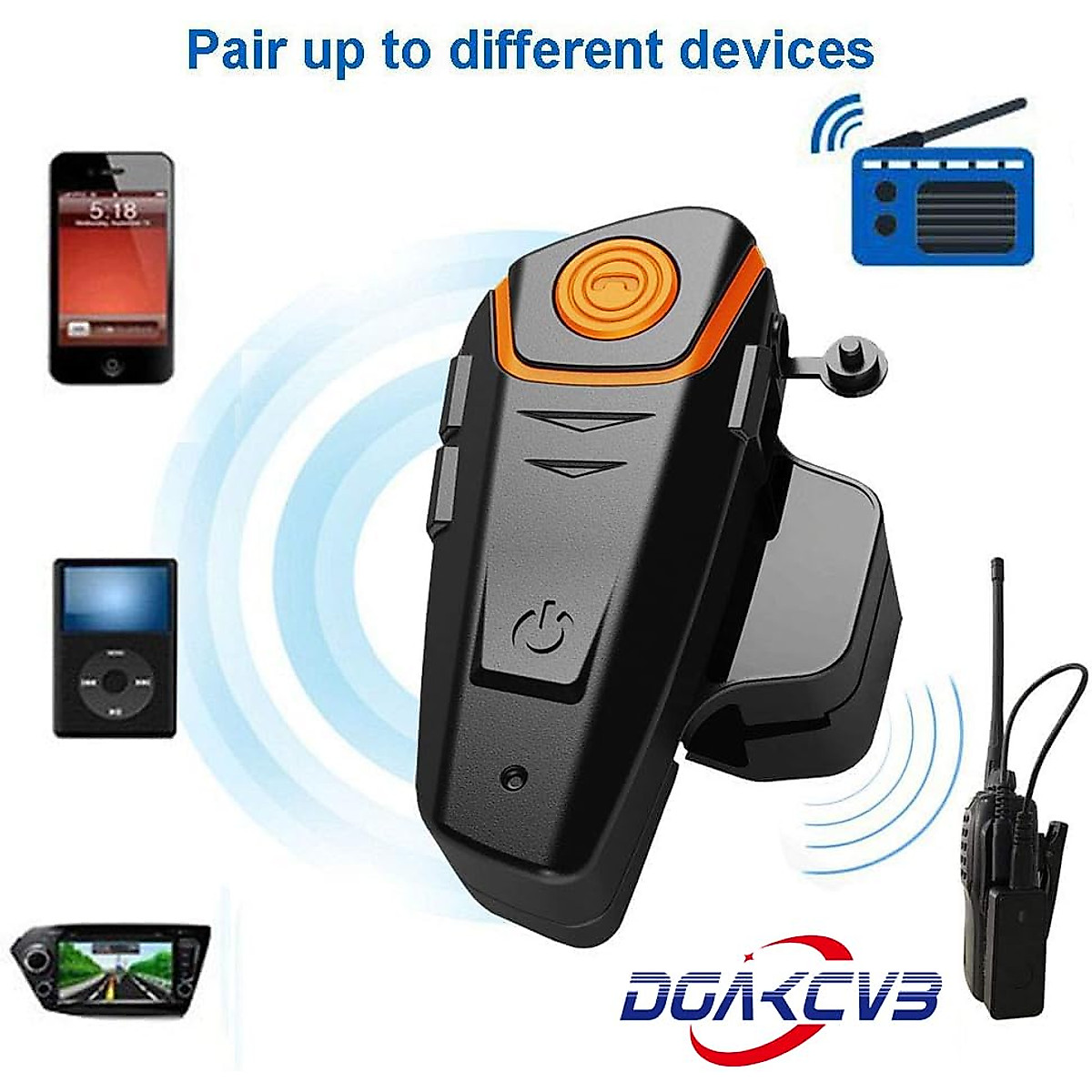 Dgakcvb Motorcycle Helmet Bluetooth Headset, BT-S2 1000m Helmet Bluetooth Intercom Up to 3 Riders Universal Communication System Headphones for Ski/ATV/Dirt Bike/Racing/Climbing(Dual)