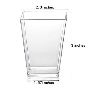 Sohapy 40 Pack 5 oz Tall Square Food Grade Clear Plastic Dessert Tumbler Cups for Tiramisu,Cakes,Ice cream,Parfait, Dip, Sundaes,and Cookies(40)