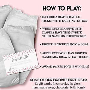 Amanda Creation Pink & Silver Twinkle Little Star Themed Diaper Raffle Tickets for Girl Baby Showers, 20 2" X 3” Double Sided Inserts, Bring a Pack of Diapers to Win Favors & Prizes!