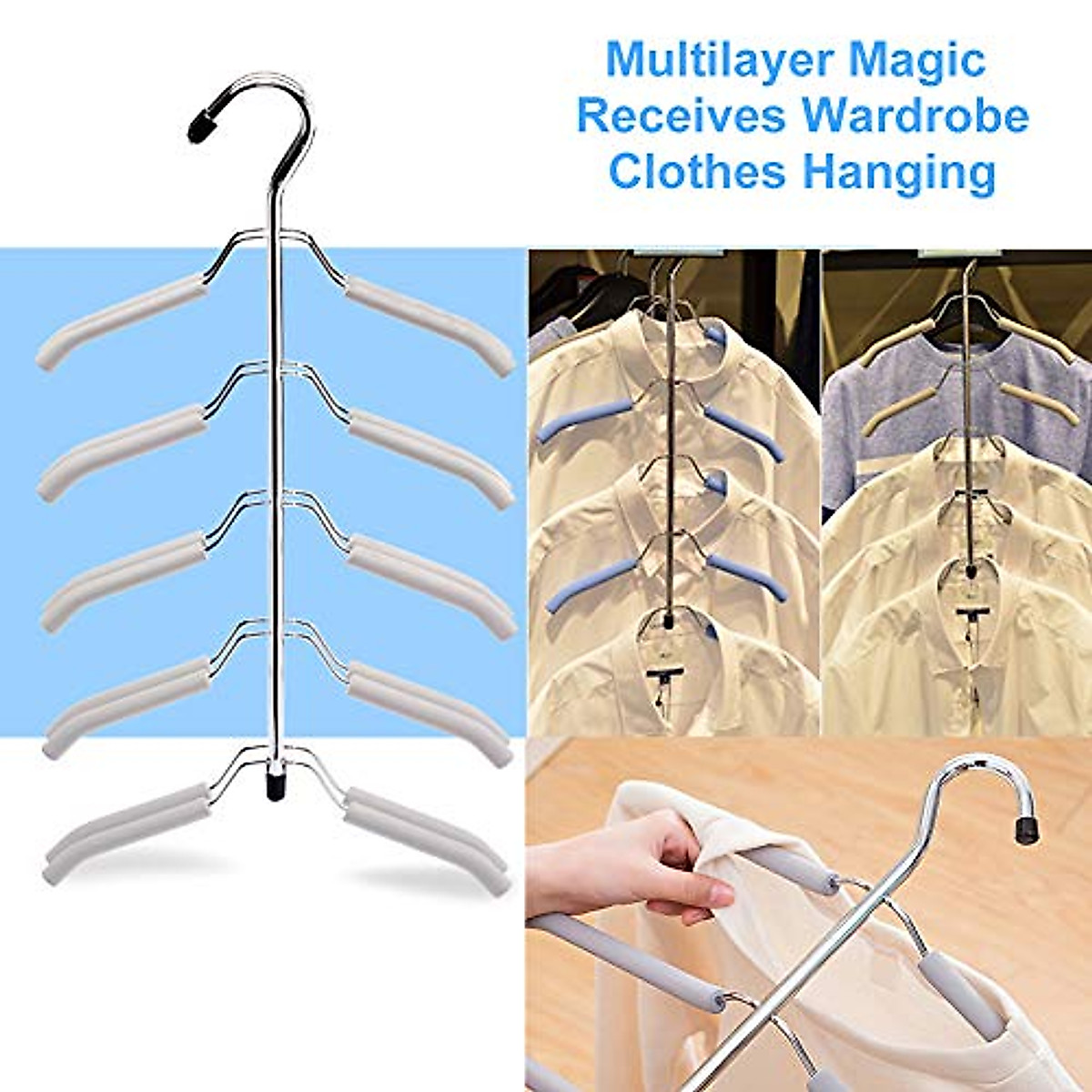 BEYST Clothes Hangers, Multilayer Anti-Slip Clothes Rack Space Saving Clothes Hangers Closet Storage Organizer for Suits Pants Shirts Jeans