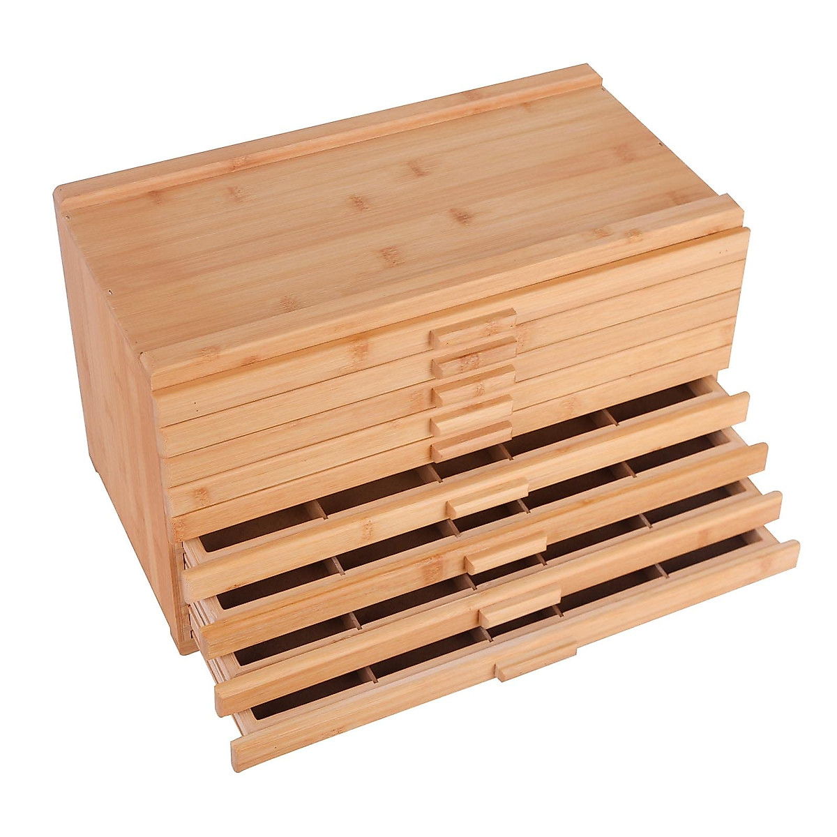 Vencer 9 Drawer Large Capacity Bamboo-Wood Artist Supply Storage Box with Separate Compartments,Pencils,Pen,Brushes and Tools for Designed Storage Art Materials
