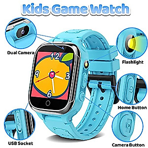 Smart Watch for Kids Age 3-12, 24 Puzzle Games Dual Camera HD Touch Screen Kids Watch, Smartwatch with Video&Music Player Pedometer Alarm Clock 12/24 hr Children Educational Toys for Boys Girls