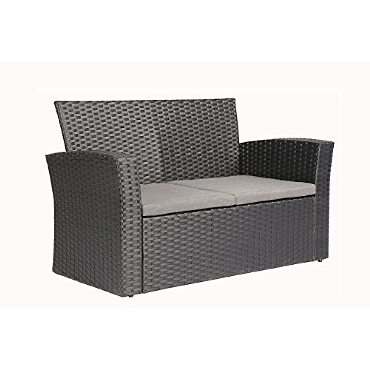 Baner Garden 4 Pieces Outdoor Furniture Complete Patio Cushion Wicker P.E Rattan Garden Set, Full, Black