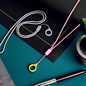 2 Anti-Lost Necklace Lanyard with 12 Pieces Anti-Lost Silicone Rubber Ring Pen Silicone Lanyard Holder (Adorable Style)