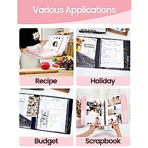 SUNEE 3 Ring Binder 1 Inch, Cute Binder with Clipboard, 2 Pockets, 5 Tab Dividers & Label Stickers, Decorative Pink Marble Heavy Duty Three Ring Binder (Fit 8.5x11 Inches) for Office Binder Supplies