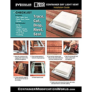 Container Modification World - Big Air Sky Light Roof Vent for Preventing Condensation and Excessive Heat in New and Used Sea Cans, Shipping Container Homes, Cabins and Offices (SKY-LIGHT-VENT-USA)
