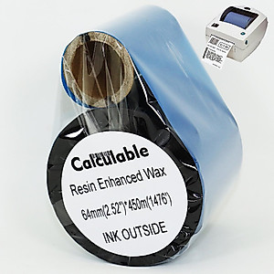 DEFMATE Black 2.52" x 1476' (64mmx450m) Thermal Transfer Wax Ribbon for Zebra Desktop Printer,TEC,DATAMAX,INTERMEC,Avery,Citizen,SATO,TSC,GODEX,ARGOX,BEIYANG,POSTEK