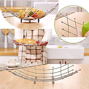iPstyle Fruit Basket Countertop Fruit Bowl Holder & Decorative Bowl Stand with Free Screws, Perfect for Fruit, Vegetables, Snacks, Household Items, and Much More (Silver)