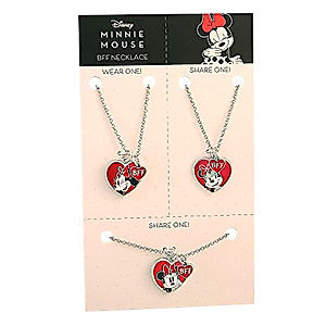 Disney Girls Minnie Mouse BFF Necklace Set of 3 - Best Friends Necklaces with BFF Charm and Minnie Mouse Pendant