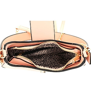 Trendeology Vegan PU Leather Classy Round Clutch Purse Shoulder Bag with Crossbody Strap (White)