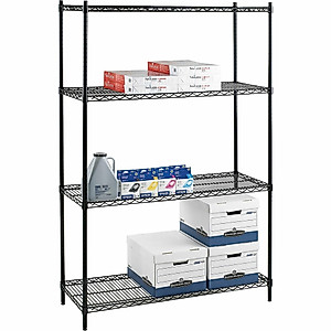 Lorell Starter Shelving Unit, 4 Shelves/4 Posts, 36 by 24 by 72-Inch, Black