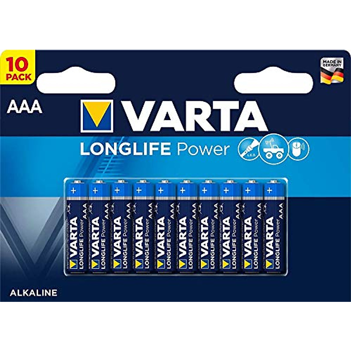 VARTA Longlife Power AAA Micro LR03 Alkaline Battery (10-Pack) - Made in Germany - Ideal for Toys, Torches, Controllers and Other Battery-Powered Devices