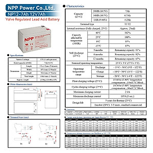NPP 12V 7Ah Rechargeable AGM SLA Battery (NP12-7Ah-F2(1PCS))
