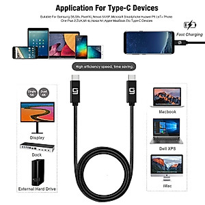 GodSpin USB C to USB C Cable (10Gbps) SuperSpeed [Certified] USB Type-C to USB Type-C, 100W Power (USB 3.1, 3.2, Thunderbolt 3) Nylon Braided, Dual 4k or Single 5k @60hz Display (10ft/10Gbps)