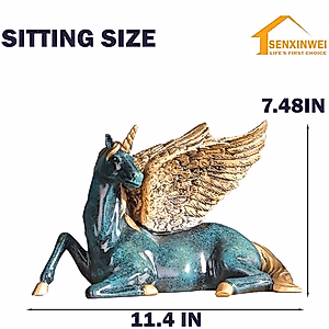 SENXINWEI Mystical Unicorn Horse Pegasus Ornament Resin Crafts Sculpture Suitable for Home Office School Animal Themed Decoration (A+B)