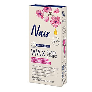 Nair Hair Remover Wax Ready- Strips for Legs & Body, 40 CT Set of 3