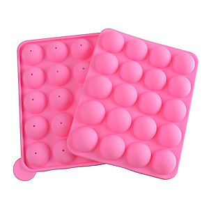 WARMBUY 20 Cavity Silicone Cake Pop Mold Lollipop Baking Mold Tray with Sticks, Pink