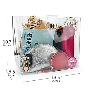 Multifunction Clear Chain Tote with Turn Lock Womens Shoulder Handbag (Clear)