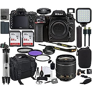 Nikon D7500 DSLR Camera with 18-55mm Lens Bundle + Prime Accessory Kit Including 128GB Memory, Light, Camera Case, Hand Grip & More (Renewed)