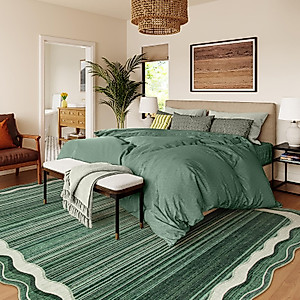 Lahome Washable Green Rugs for Living Room Bedroom,Machine Washable Green 5x7 Area Rugs,Dining Room Rug,Modern Abstract Irregular Non-Slip Stain-Resistance Accent Carpet for Home Office(Green,5x7)