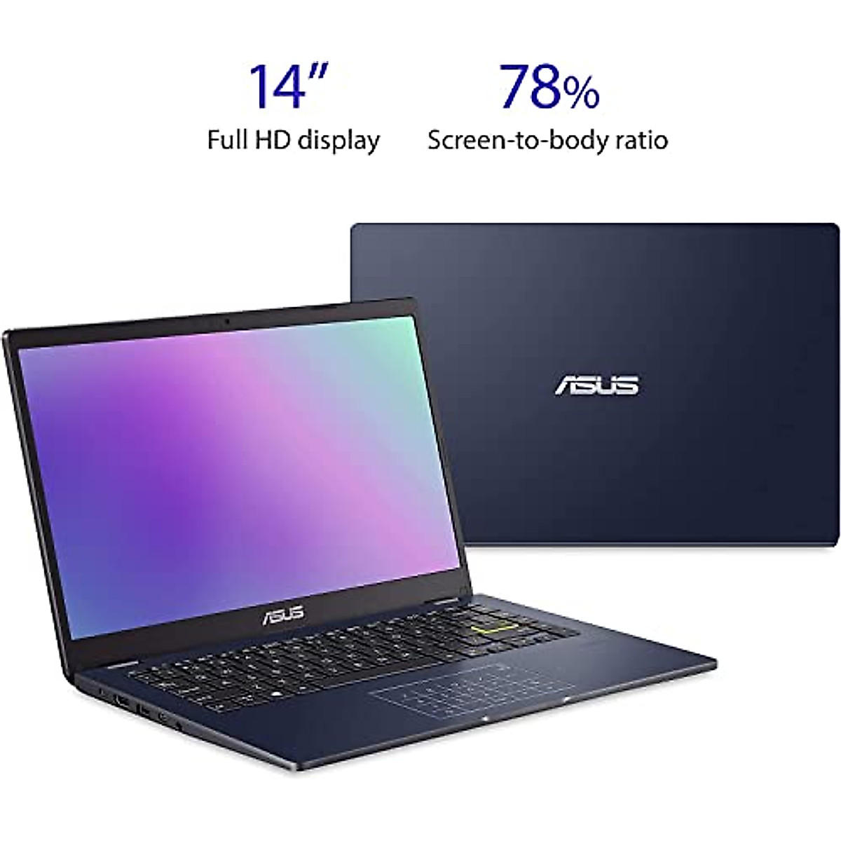ASUS 14" Ultra Thin FHD PC Laptop, Intel Celeron N4020, 4GB RAM, 128GB, NumberPad, 1 Year Microsoft 365, Windows 11 Home in S Mode, Star Black + Accessories