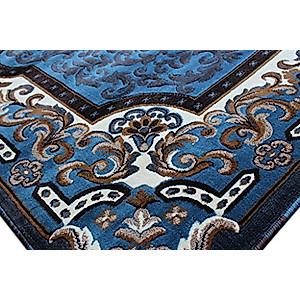 Kingdom Traditional Area Rug Design D 123 Blue (5 Feet X 7 Feet)