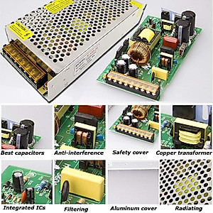 JOYLIT DC 24V 5A 120W Power Supply Adapter, AC 110V / 220V to DC 24V 5amp Converter Universal Regulated Switching Transformer for LED Lights, CCTV Security Sytem, 3D Printer