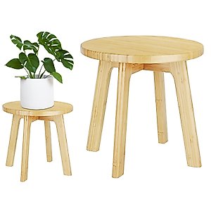 Bamboo Wooden Step Stool - Portable Stool - Foot Stool Bed Steps for High Beds for Adults Holds Up to 350lbs Sturdy Kids Step Stools for Kitchen Bathroom Bedroom Toilet (Large Round)