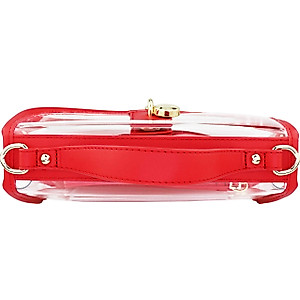 B BRENTANO Clear Top Handle Satchel Crossbody Bag with Removable Wristlet Pouch (Policy-Compliant Stadium Bag) (Black)