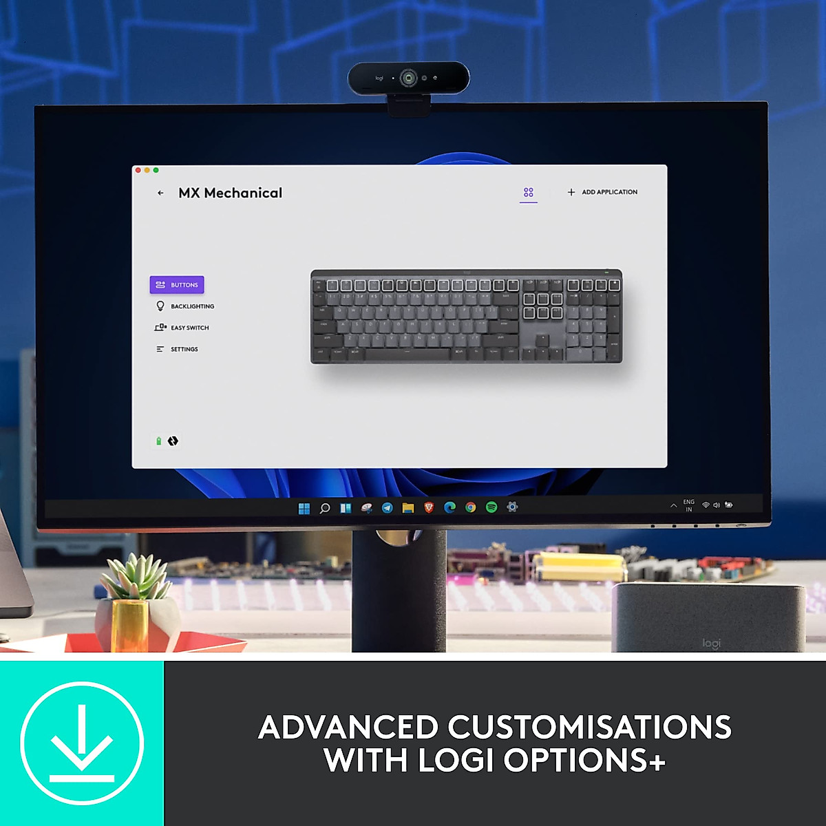 Logitech MX Mechanical Wireless Illuminated Performance Keyboard, Linear Switches, Backlit Keys, Bluetooth, USB-C, macOS, Windows, Linux, iOS, Android - With Free Adobe Creative Cloud Subscription
