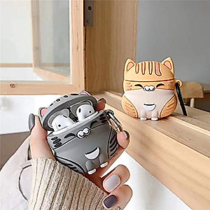 UR Sunshine Case Compatible with AirPods 1/2, Super Cute Sitting Lucky Cat Kitty Cover Case, Soft TPU Silicone Gel Earphone Case Compatible with AirPods 1/2 -Yellow