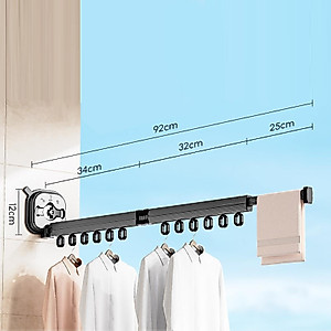 FOSA Retractable Clothes Drying Rack, Laundry Drying Rack Wall Mount, Strong Suction Cup, 360 Degree Rotation Bifold Windproof, Space Saver, for Balcony, Laundry, Bathroom, Dormitory