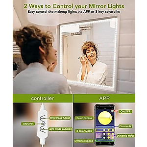 13ft Bendable Vanity Lights for Mirror, LED Makeup Light Strip With Dimmer and Power Supply, Ultra Bright White for Desk & Bathroom, Mirror Not Included