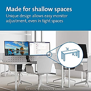 Kensington Dual Monitor Mount for Desk, C-clamp Vesa Monitor Stand Fits 2 Ultrawide Monitors Up to 27 Inches, Low Profile Monitor Stand, Height Adjustable Rotating Free Standing Monitor Arm, Black