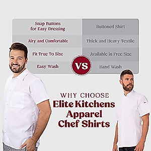 Elite Kitchens Apparel Professional Chef Shirts White Bulk Packs (1, Medium)