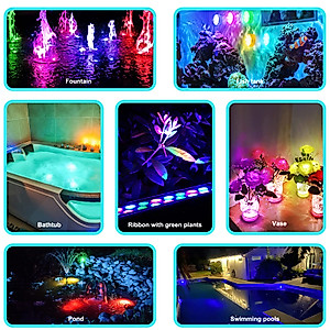 Pool Lights, Submersible LED Lights with Magnet and Suction Cups, with Remote IP68 Waterproof 16 Colors Hot Tub Underwater 15 LED Pool Lights for Above Ground Inground Pool, Bath, Party, Vase (4pack)