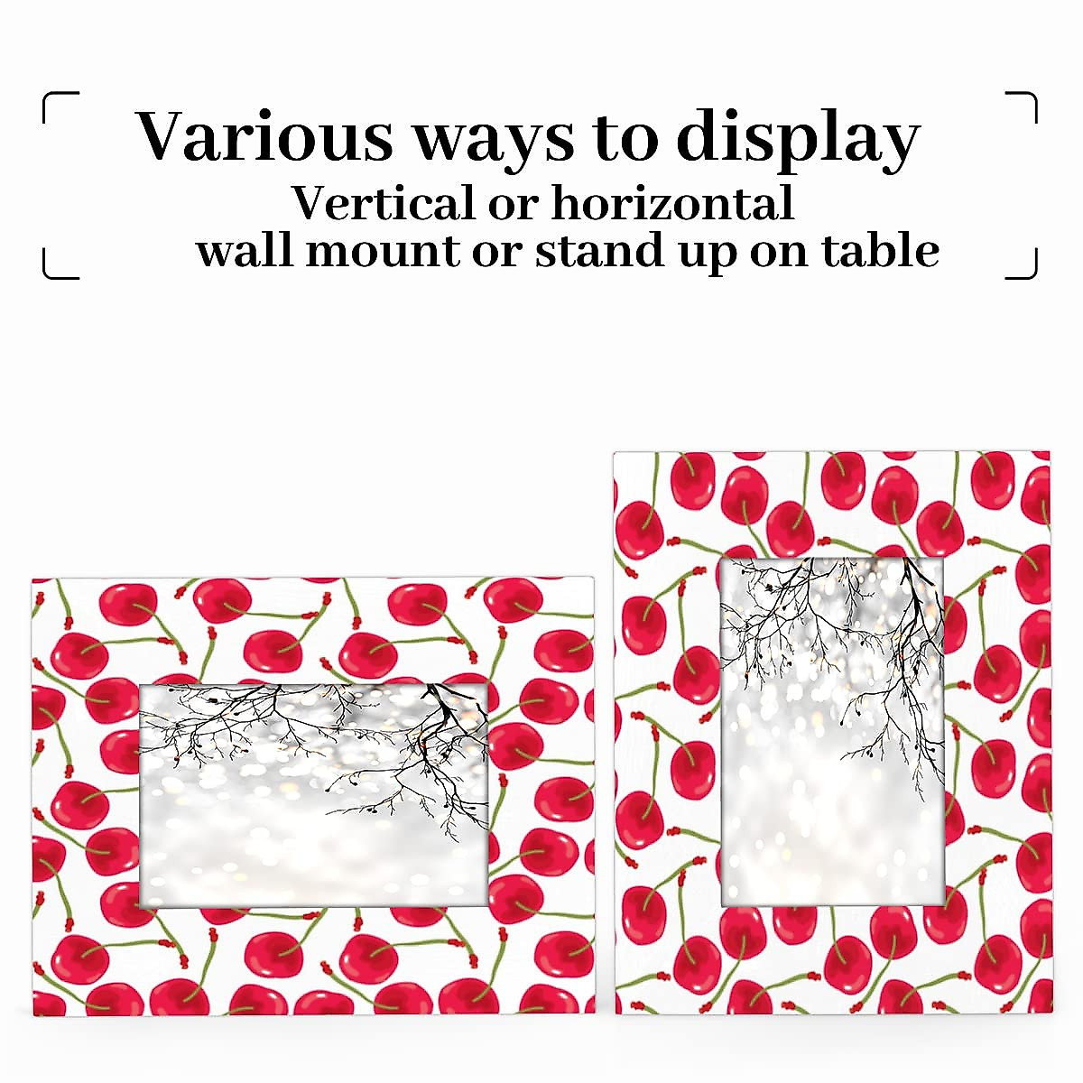 Pardick Cherry 8x10 Picture Frame, Red Fruit Wooden Photo Frames for Tabletop and Wall Display, Picture Frame Home Office Decor