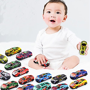 Himeeu Pull Back Racing Cars Die cast Race Car Vehicles,3 Inch Lightweight Friction Powered Car Toys for Toddlers,Color As Random, Set of 10