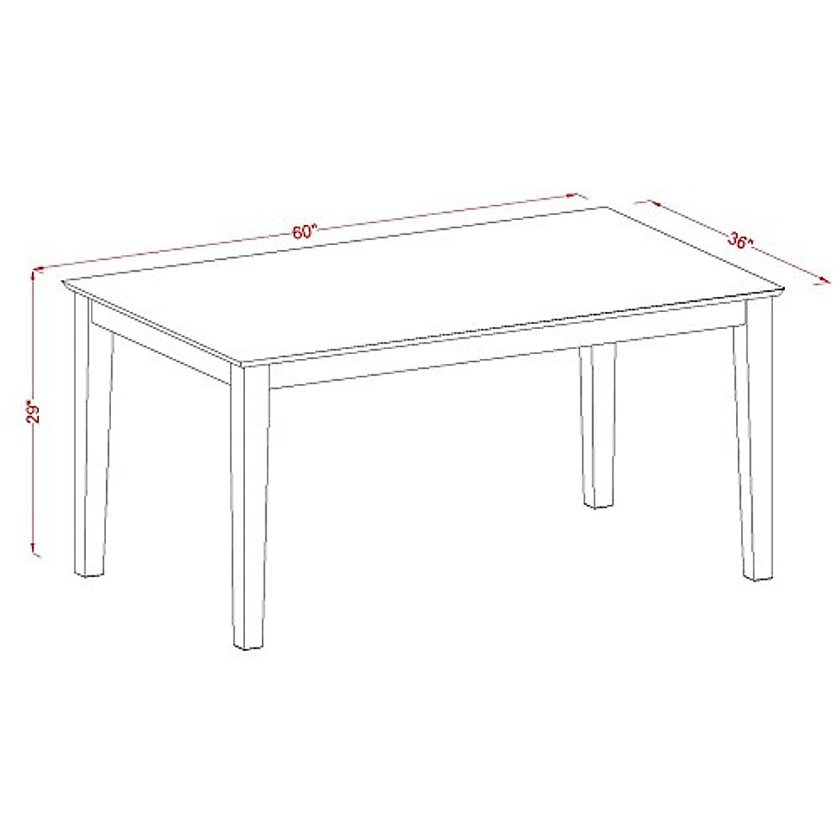 East West Furniture CAAB7-OAK-55 7Pc Rectangle 60" Dining Table And 6 Parson Chair With Oak Leg And Pu Leather Color Oasis, 7 Pieces