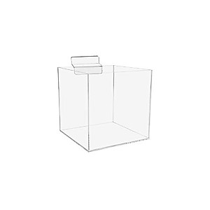 Marketing Holders 4" Slatwall Retail Bin Clear Acrylic Merchandise Storage Organizer Bulk Product Dump Box Single Pocket Caddy for Retail Stores and Service Centers