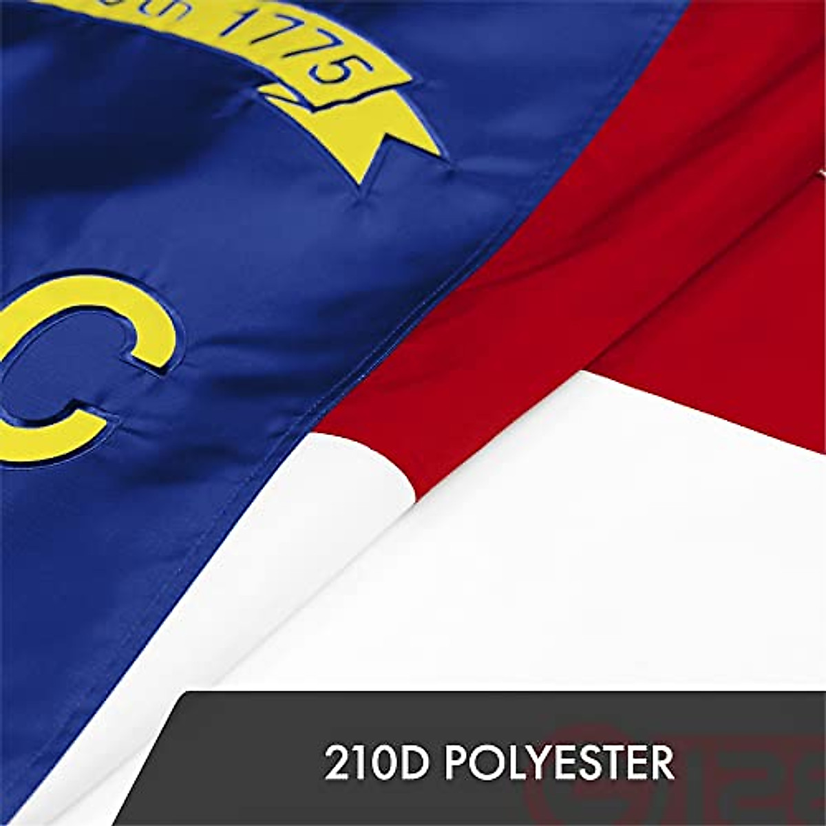G128 North Carolina State Flag | 3x5 Ft | ToughWeave Series Embroidered 300D Polyester | Embroidered Design, Indoor/Outdoor, Brass Grommets