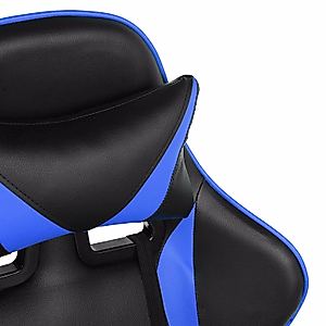 HOMEMAKE FURNITURE Gaming Chair, Racing Office Computer Game Chair, Ergonomic Game Chair, Racing Style with 90° Adjustable Reclining Chair and Retractable footrest, Blue and Black